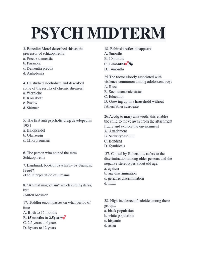Psychiatry Study Material | PDF | Nervous System | Brain