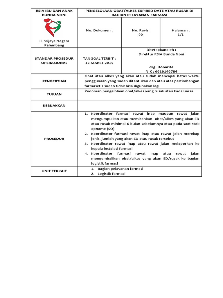 SPO Pengelolaan Obat Rusak | PDF