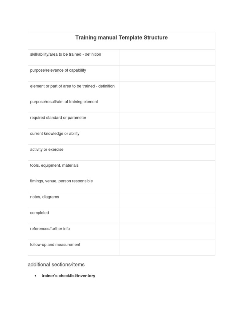 Comprehensive Training Manual Template | PDF