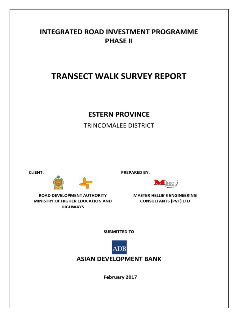 Trinco - Transect Walk Survey Report PDF | PDF | Road | Drainage