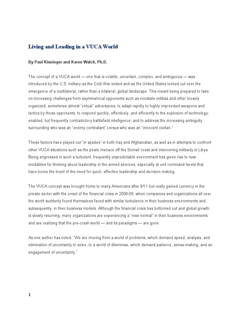 Leading in a VUCA World | PDF | Military | Leadership