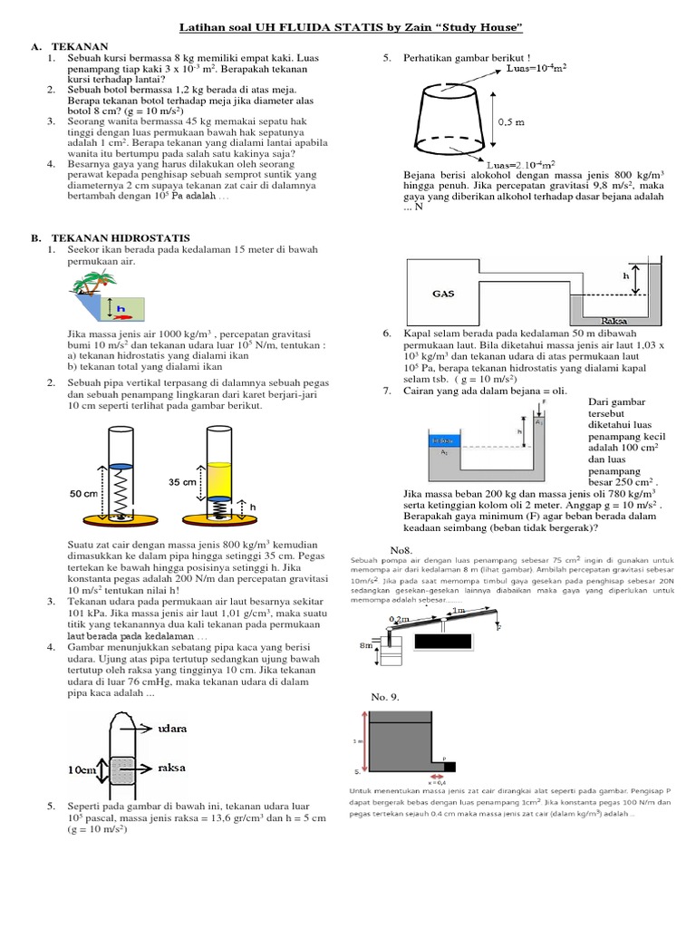 Latihan Soal UH FLUIDA STATIS | PDF