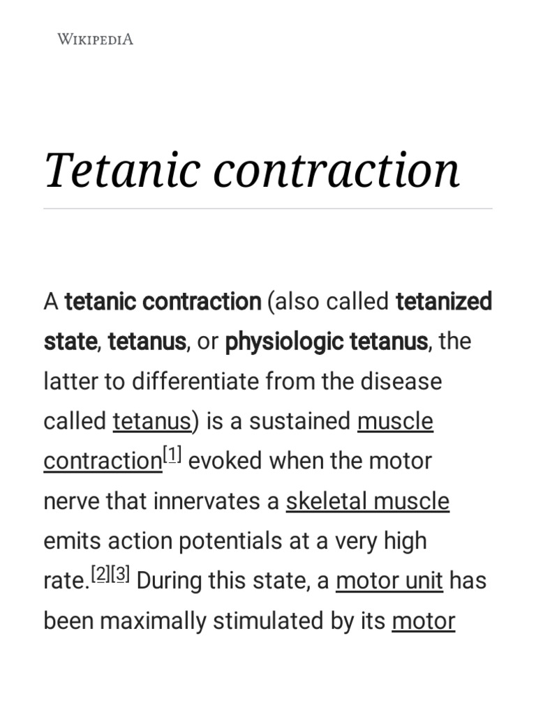 Tetanic Contraction - Wikipedia | PDF | Dance Science | Animal Anatomy