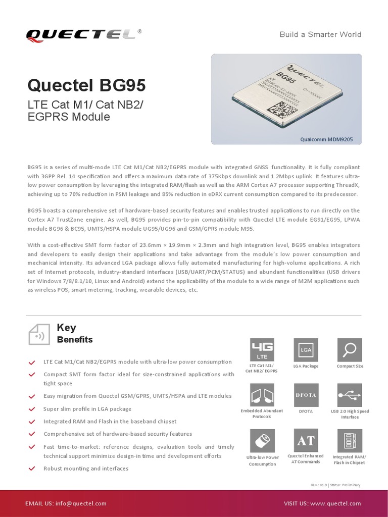 Quectel BG95 LTE Specification V1.0 Preliminary 20190108 | PDF | Lte ...
