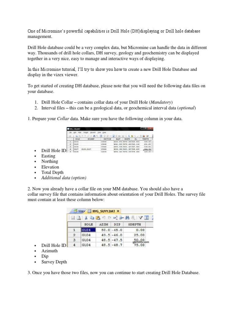 Micromine Tutorial | PDF | Databases | Information Technology