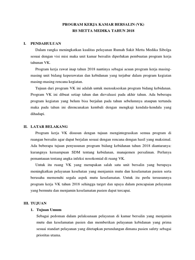 Program Kerja Unit VK | PDF