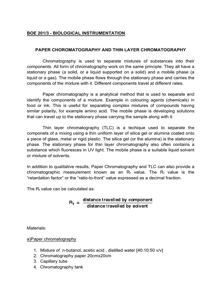 Bo 201 - TLC Paper C | PDF | Thin Layer Chromatography | Chromatography