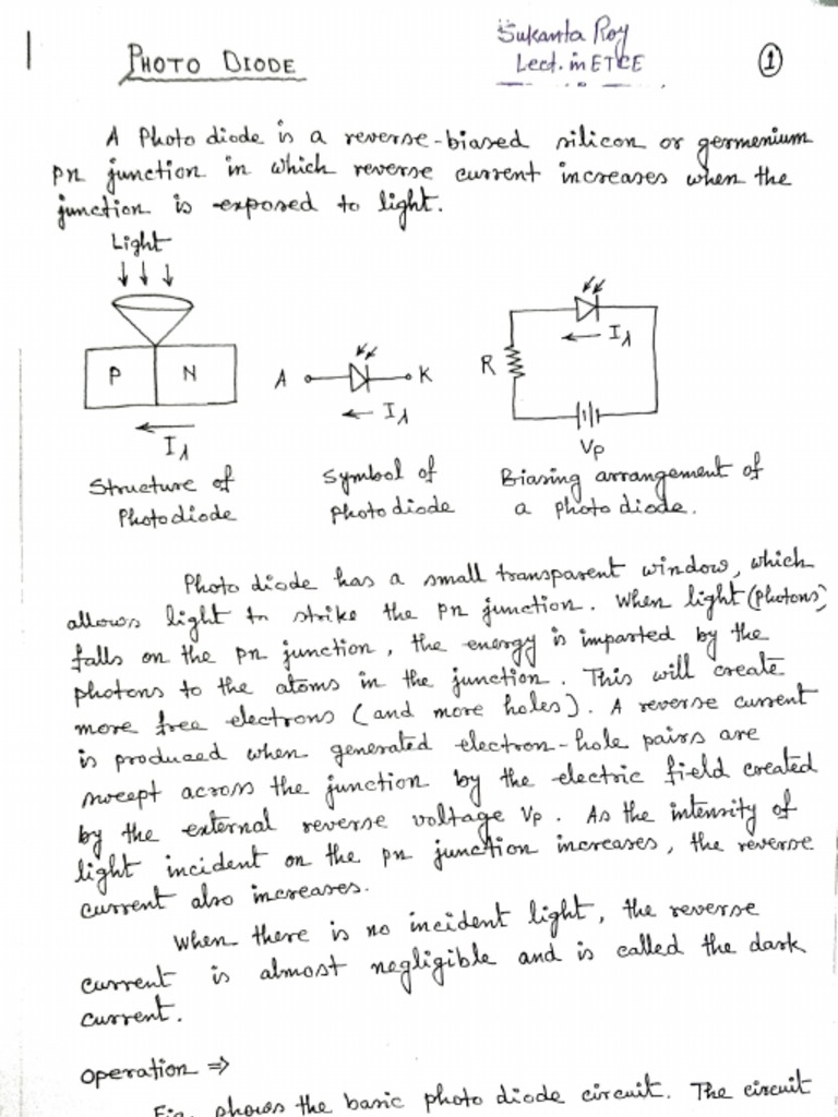 Notes On Photodiode | PDF