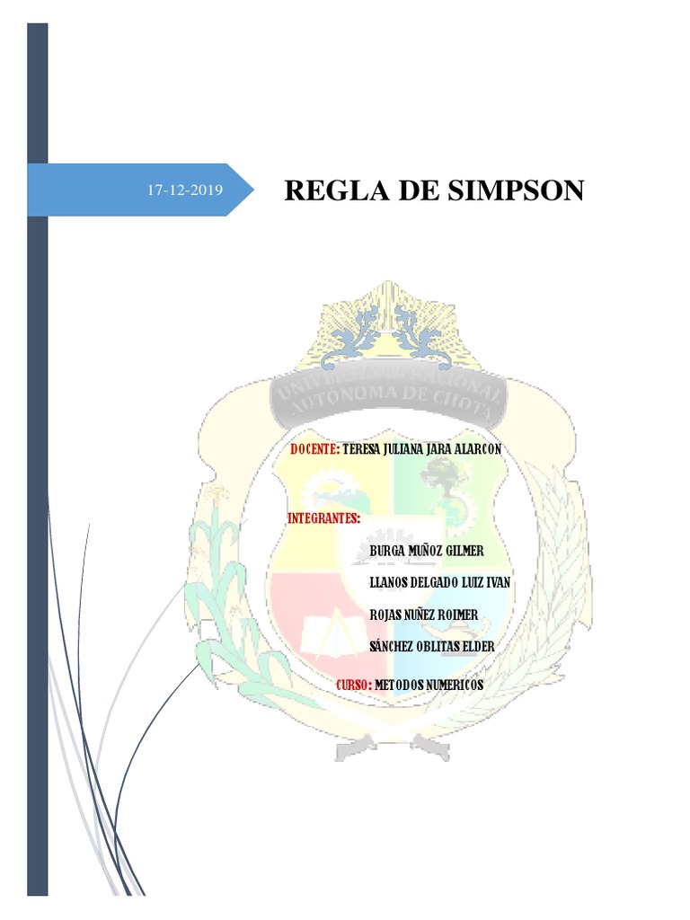 Regla de Simpson Final | PDF | Integral | Análisis numérico