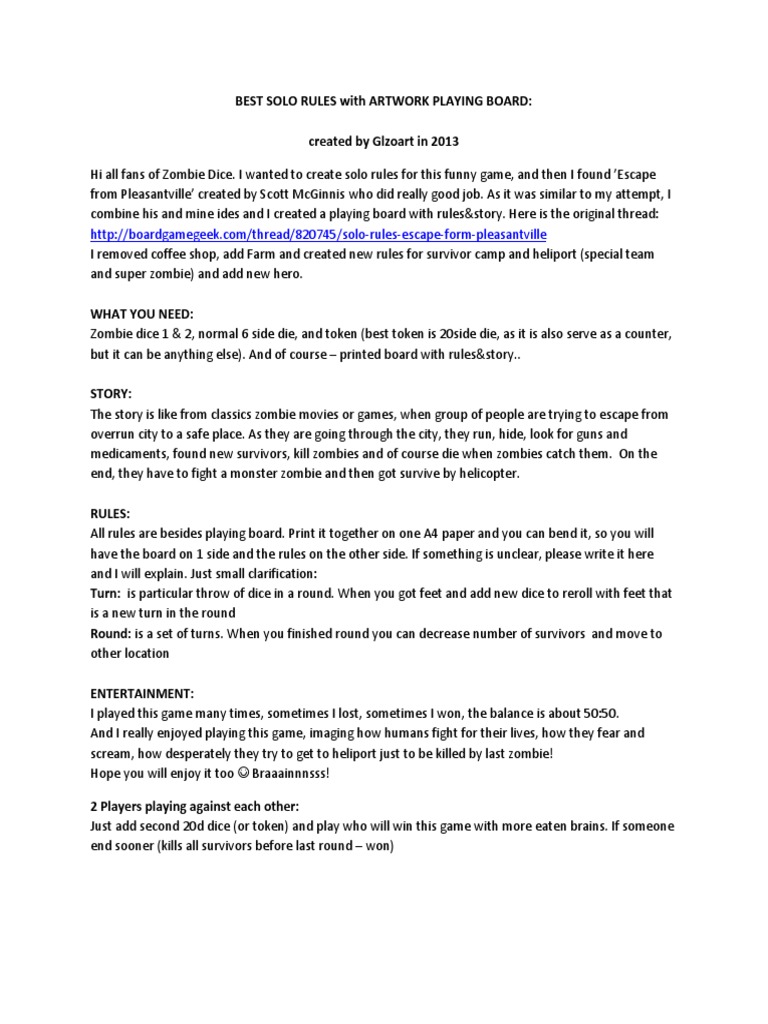 Best Solo Rules With Artwork Playing Board | PDF