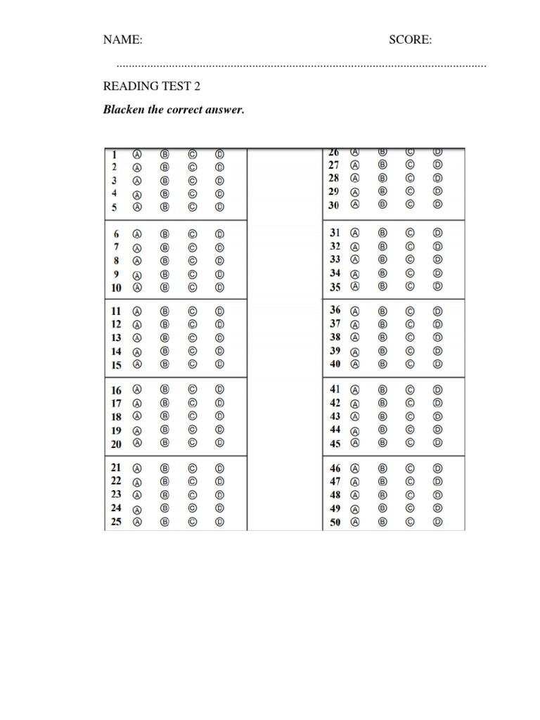 Answer Sheet-50 MCQ | PDF | Teaching Methods & Materials