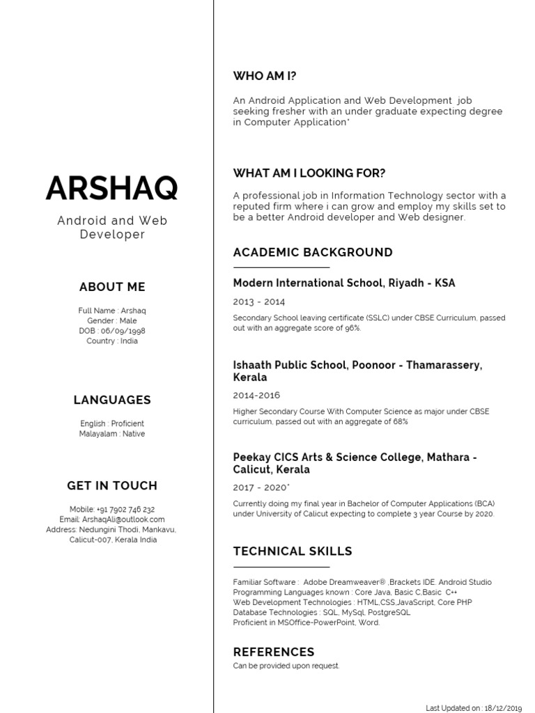 Resume Arshaq Ali | PDF | Web Development | World Wide Web