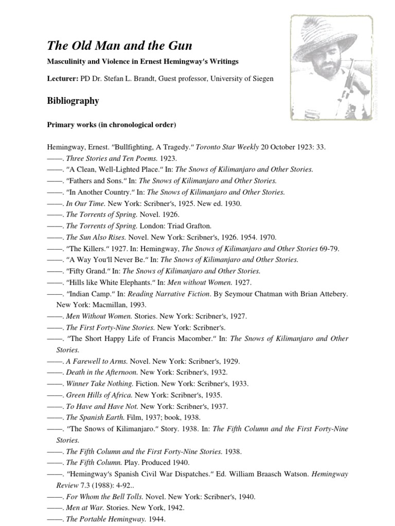 Hemingway: Masculinity & Violence Analysis | PDF | Ernest Hemingway