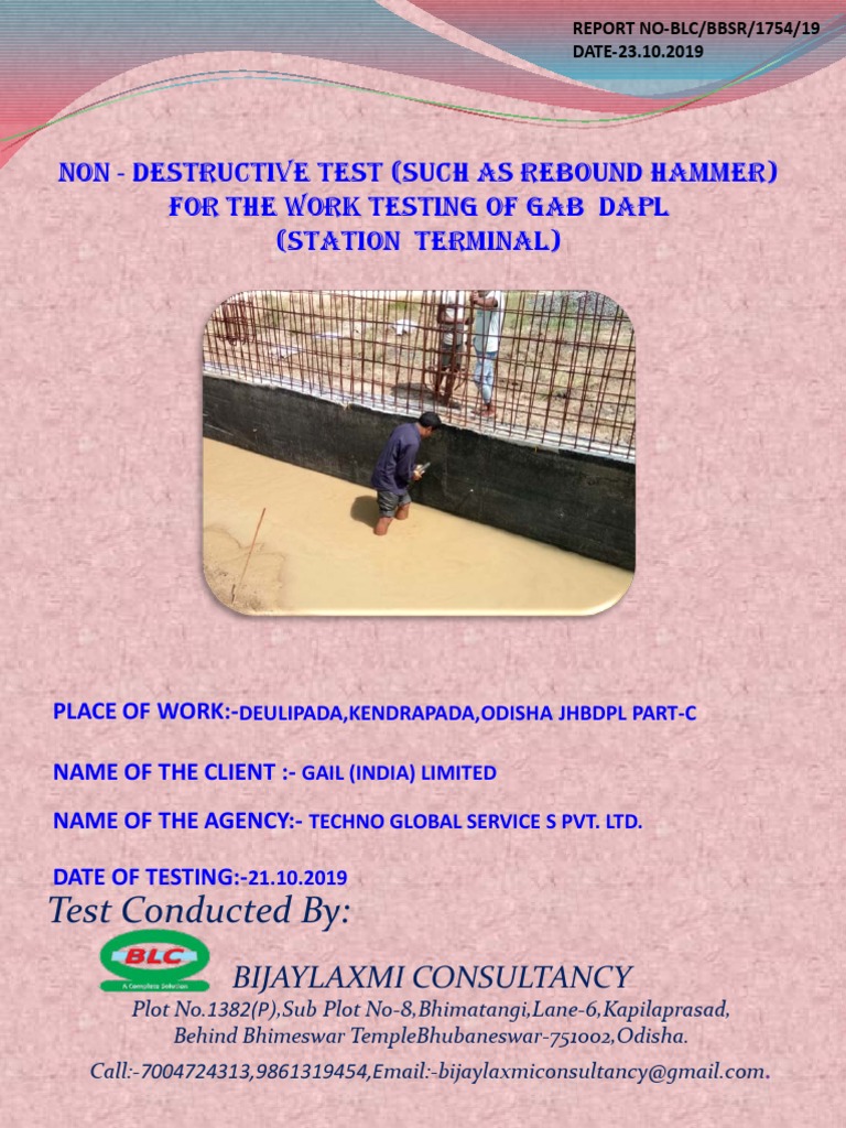 NDT Test Report PDF | Download Free PDF | Nondestructive Testing | Concrete