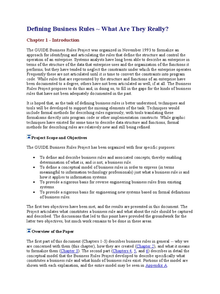 Defining Business Rules What Are They Really?: Chapter 1 - Introduction ...