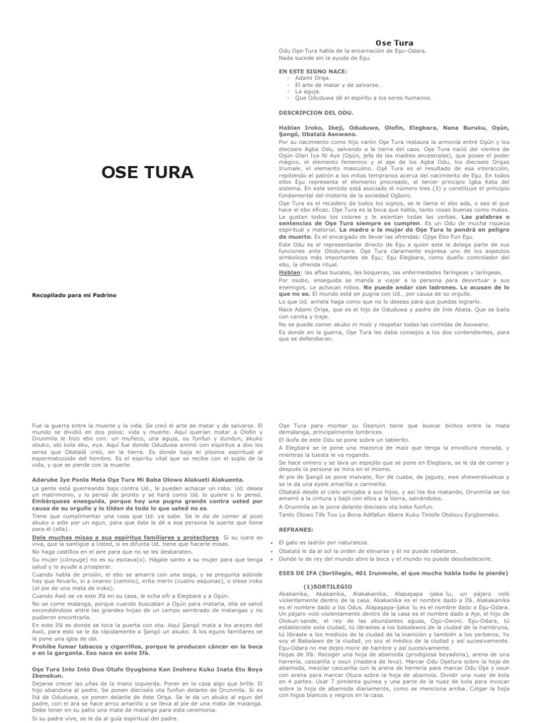 Ose Tura | PDF | Santeria | Religión y creencia