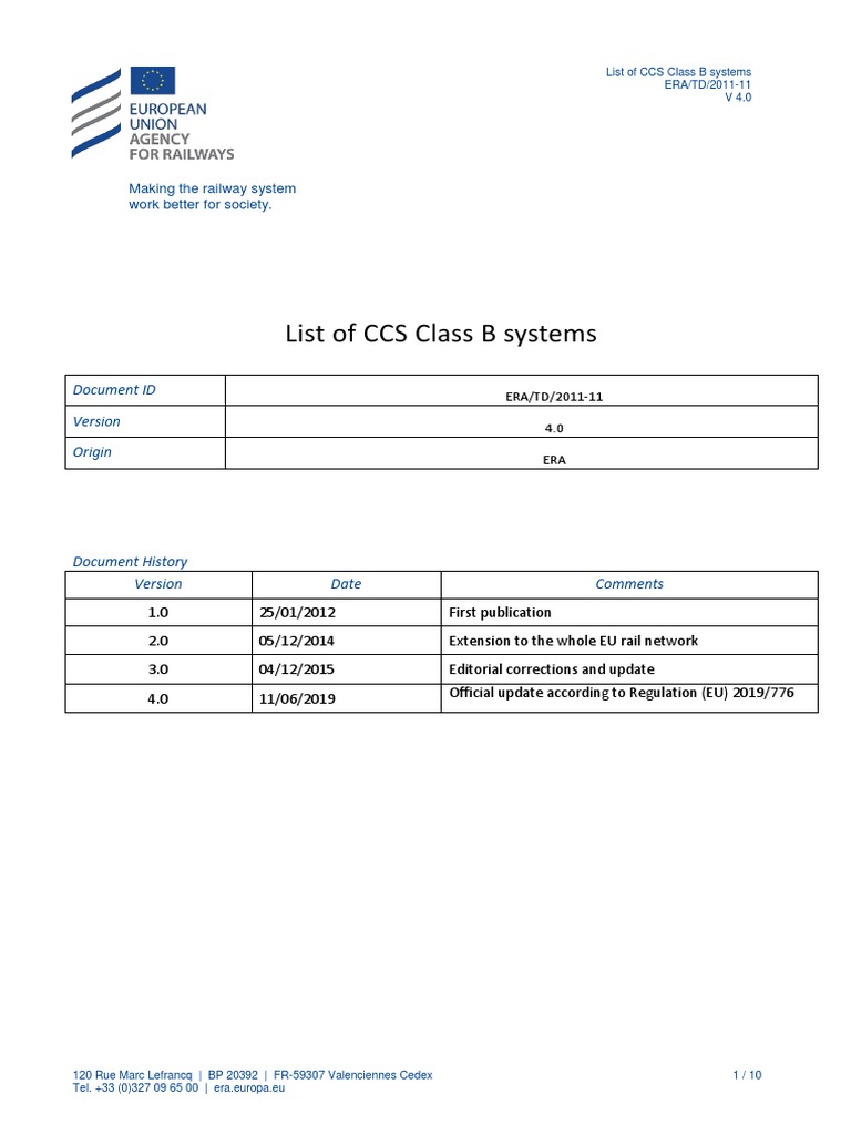 Class B Systems | PDF | Member State Of The European Union | Railway Safety