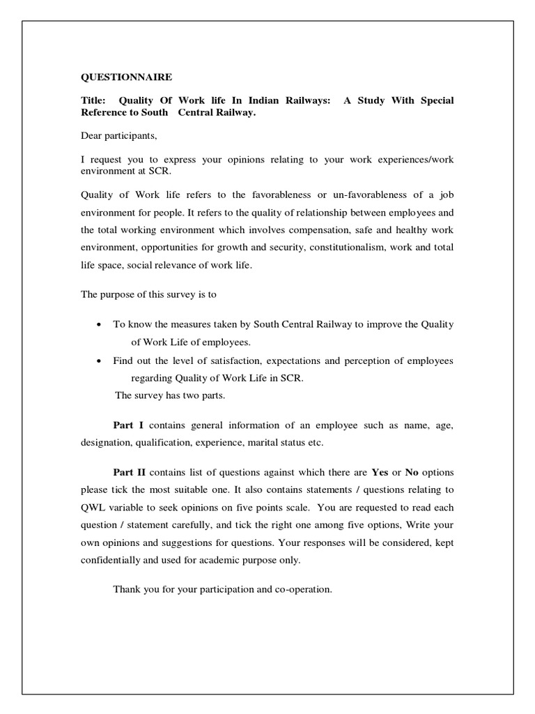 Sample Questionnaire PDF | PDF | Employment | Occupational Safety And ...