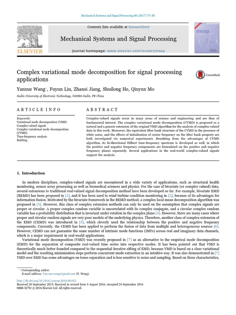 Complex Variational Mode Decomposition For Signal Processing | PDF ...