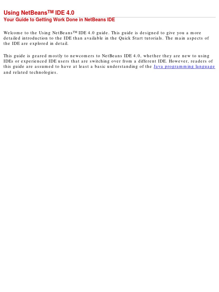 UsingNetBeans4 0 PDF | Download Free PDF | Net Beans | Applications & Software