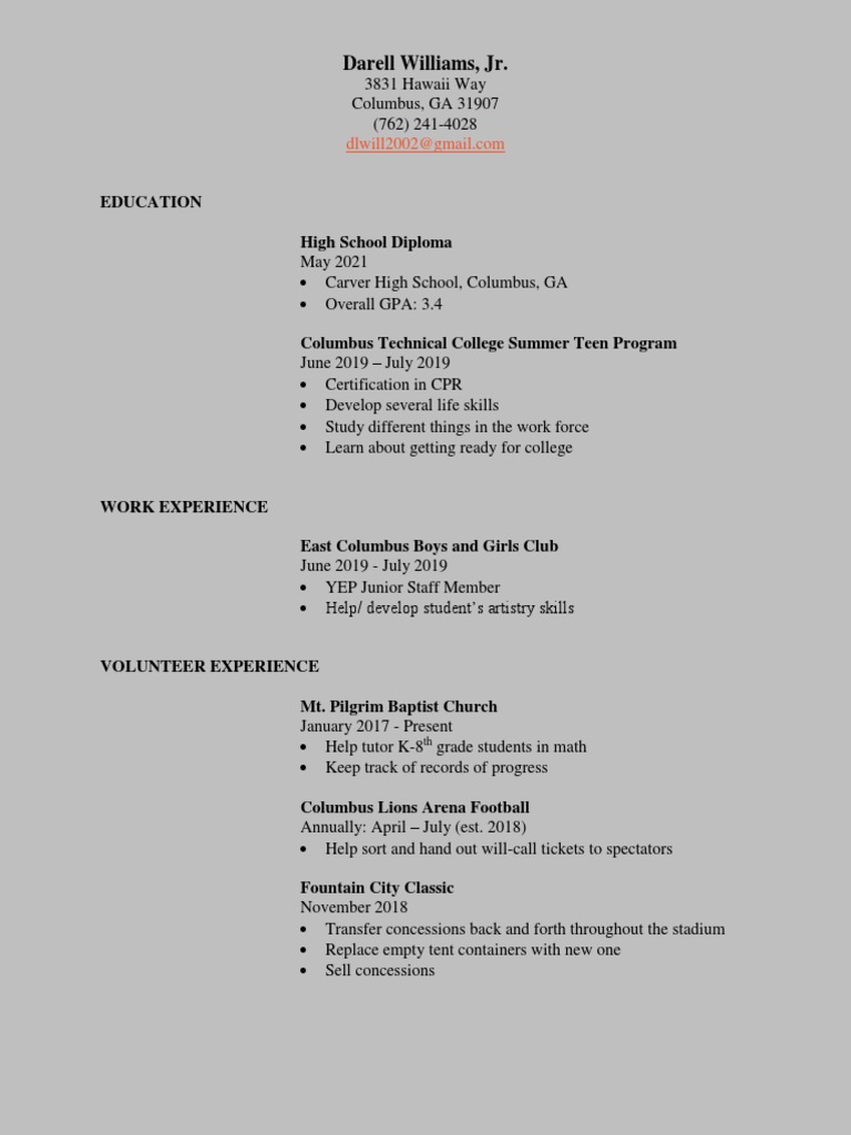 Darell Williams Job Resume 2019-2020 | PDF | Behavior Modification ...