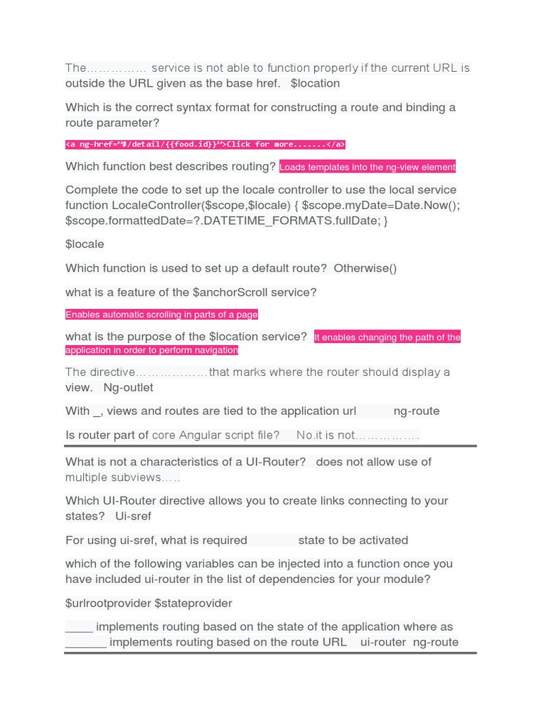 AngularJS 1.x Routers and Custom Directives Q&A | PDF | Angular Js | Html AngularJS 1.x Routers and Custom Directives Q&A | PDF | Angular Js | Html