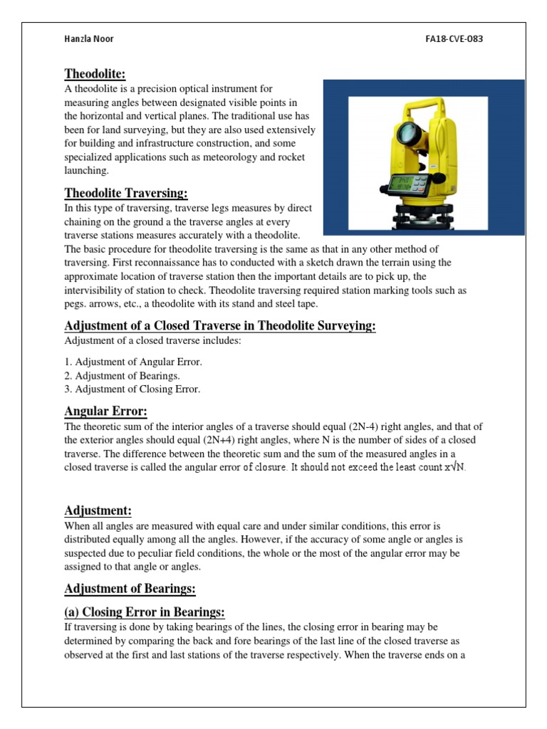 Theodolite | PDF | Surveying | Angle