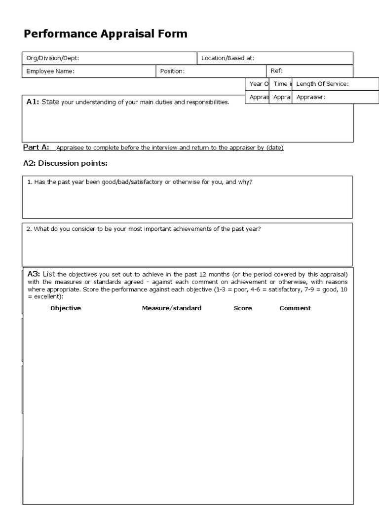 Performance Appraisal Form | PDF | Performance Appraisal | Leadership