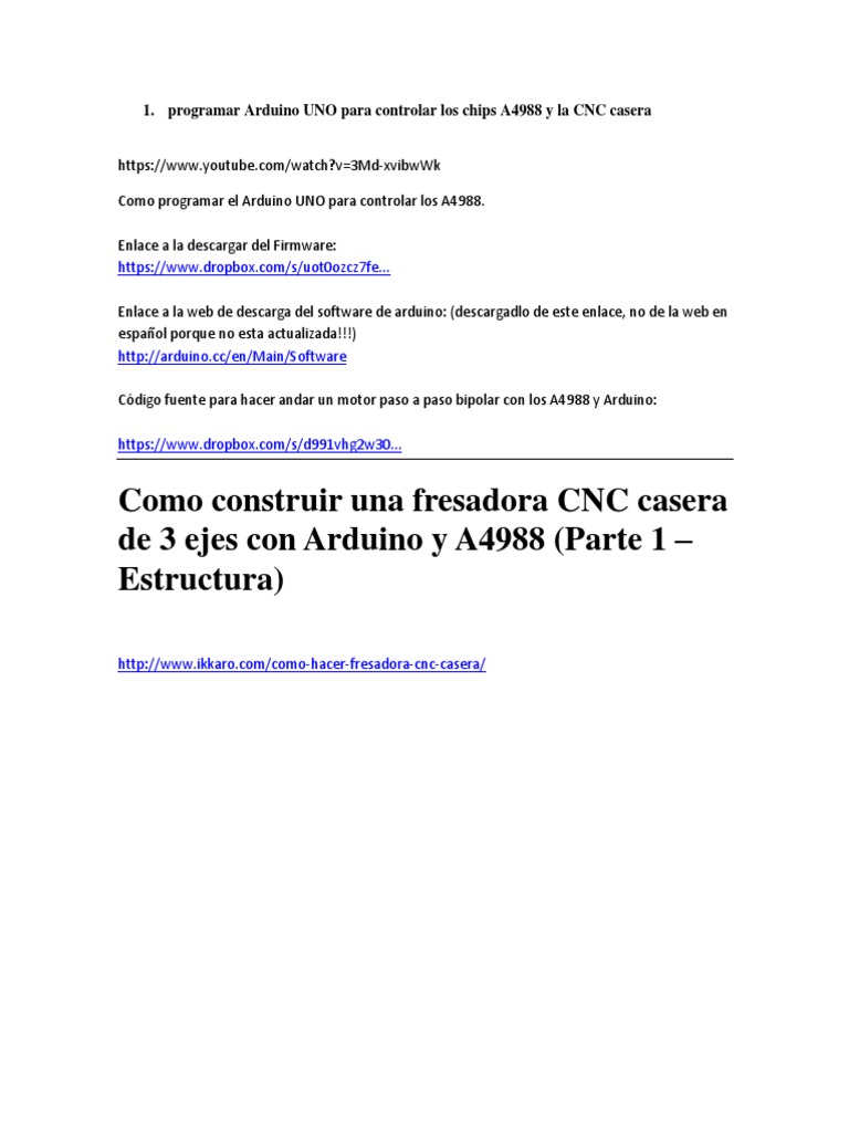 Programar Arduino UNO para Controlar Los Chips A4988 y La CNC Casera | PDF