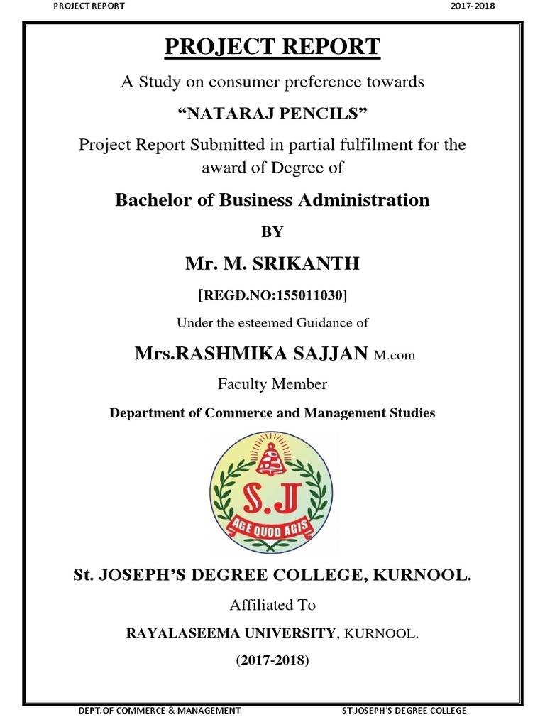 Srikanth Nataraj Project Report | PDF | Survey Methodology | Business