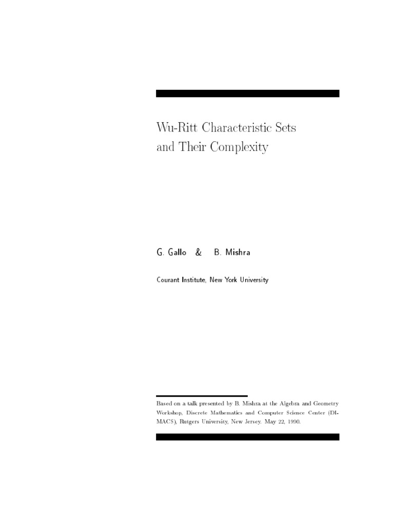 Wu Ritt Characteristic Sets Pdf Algebra Numerical Analysis
