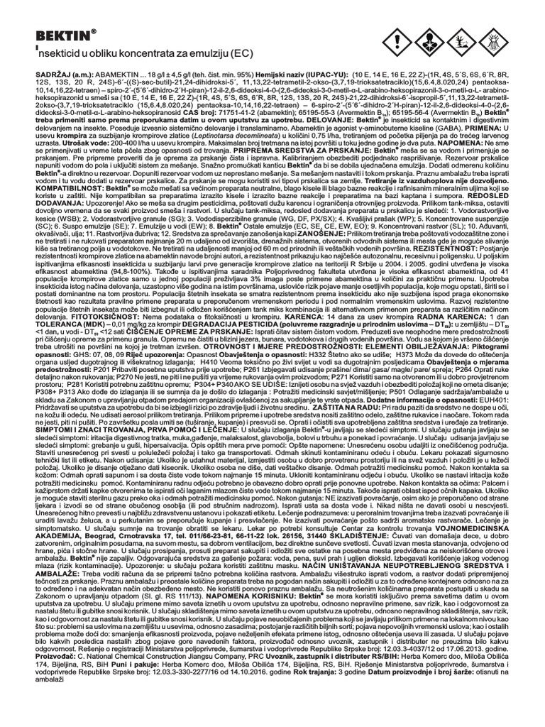 Uputstvo - BEKTIN | PDF