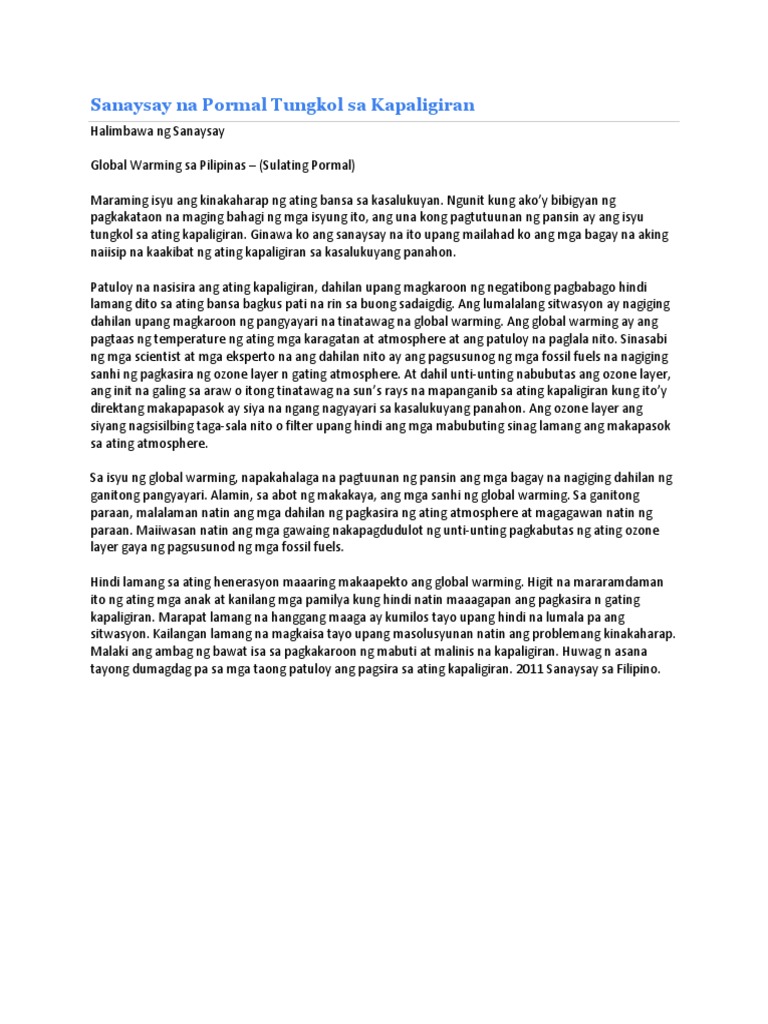 2 Halimbawa Ng Sanaysay Na Pormal - Huxley Sanaysay