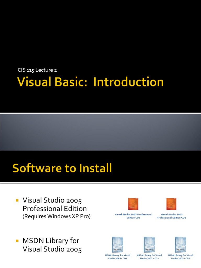 CIS 115 Lecture02 VB-Introduction | PDF | Microsoft Visual Studio ...