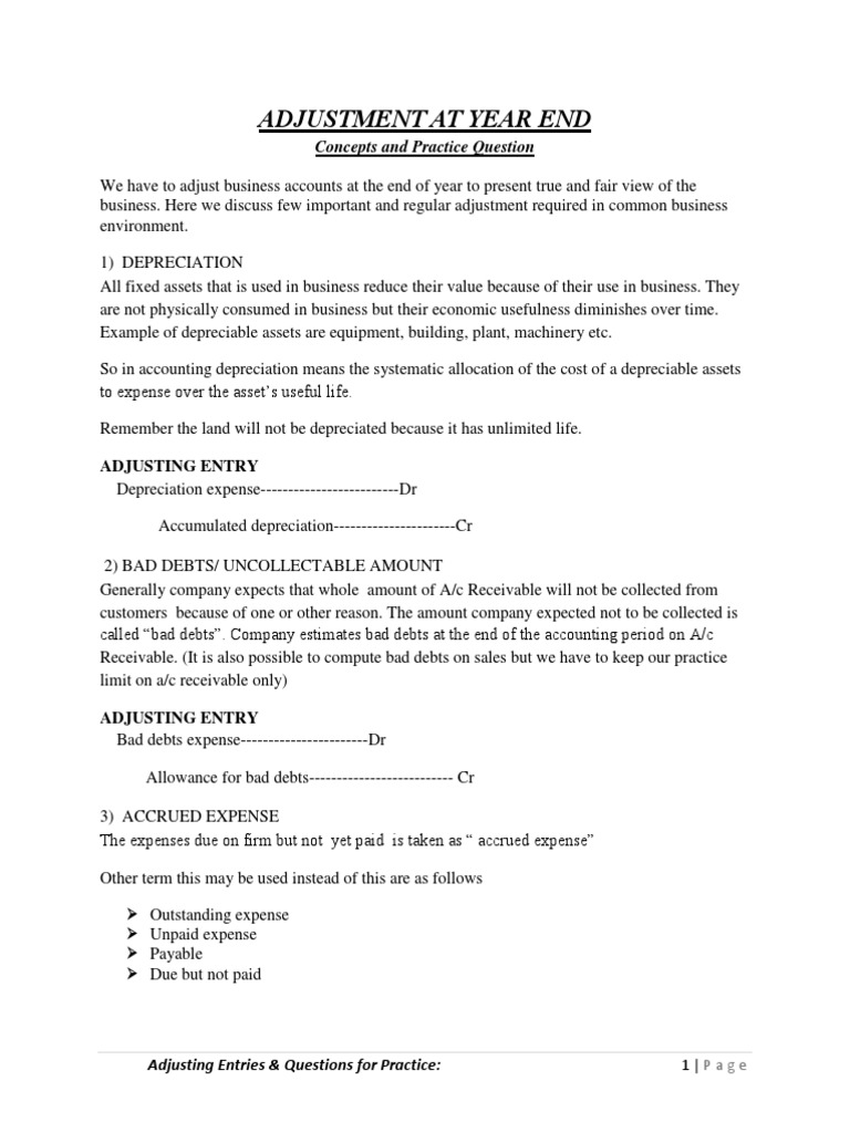 Adjusting Entries & Questions PDF | PDF | Debits And Credits | Expense