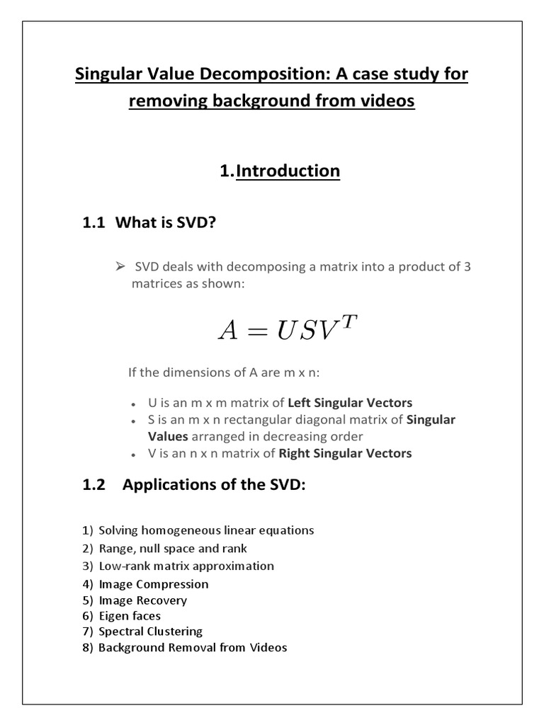Singular Value Decomposition | PDF | Matrix (Mathematics) | Algorithms
