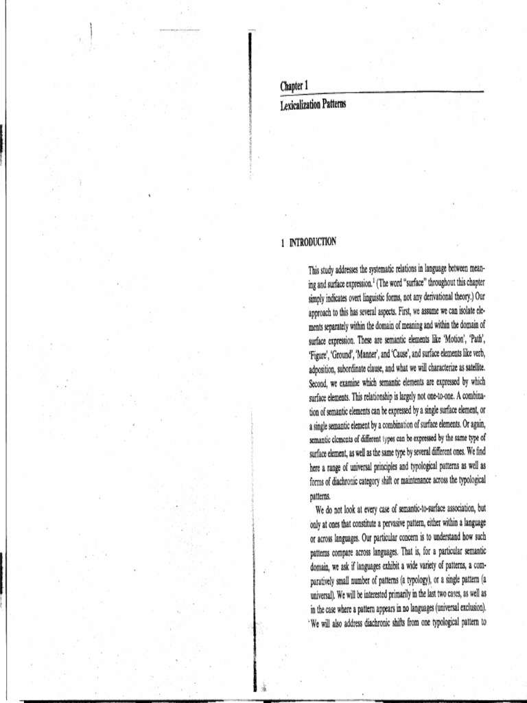 Talmy Lexicalización Patterns | PDF