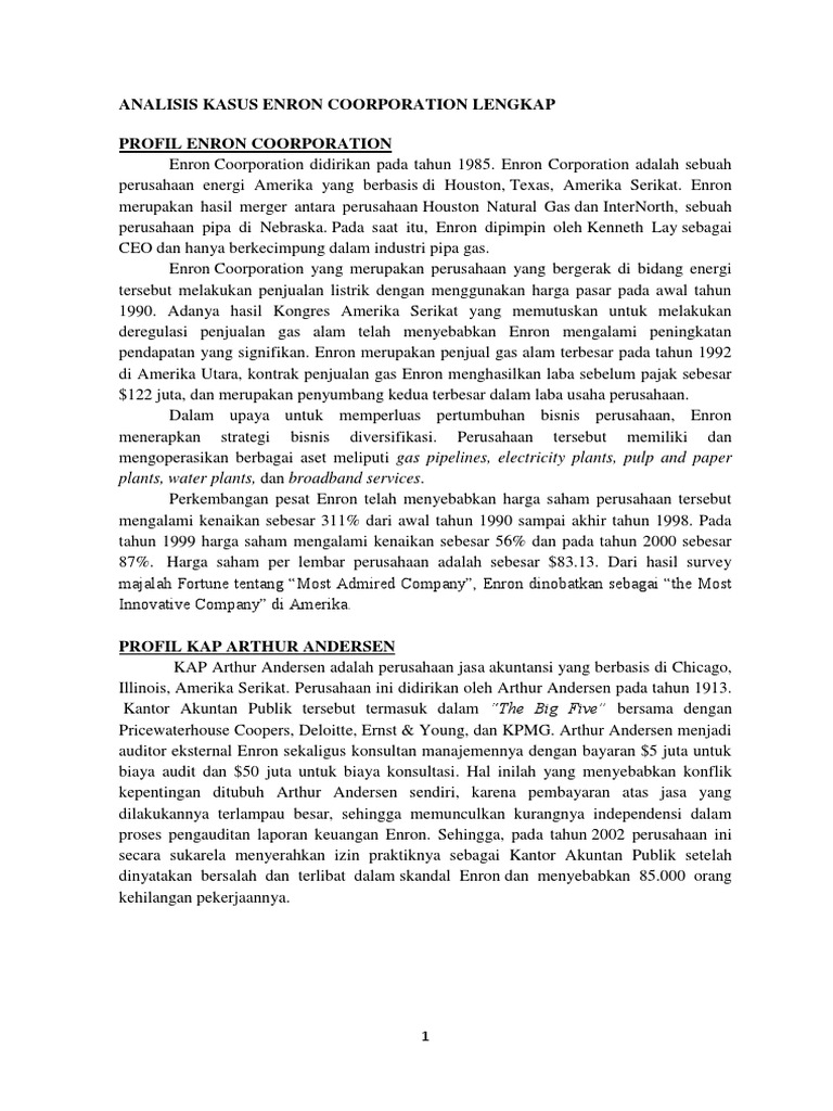 Analisis Skandal Enron Corporation | PDF