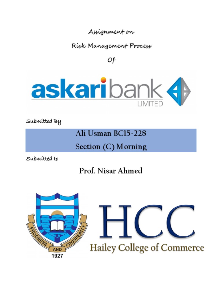 Ali Usman IRM Assignment | PDF | Risk Management | Financial Capital