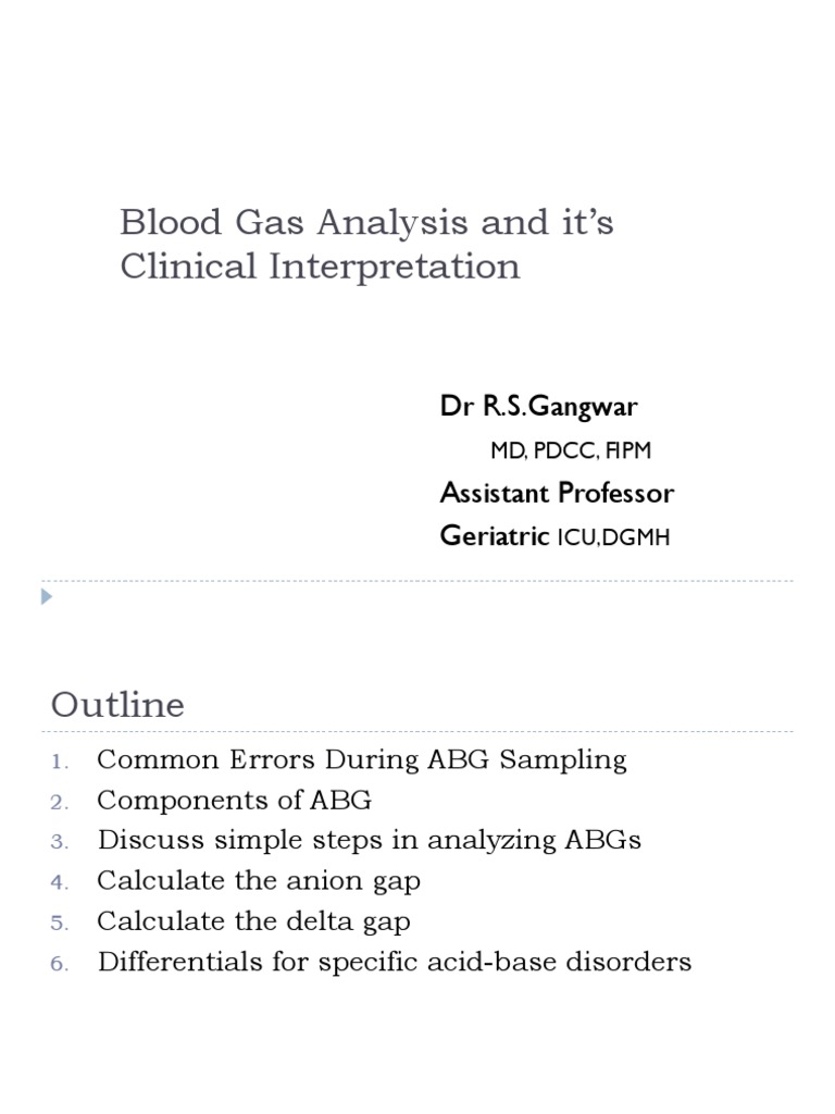 Arterial Blood Gas - ppt1 | PDF | Bicarbonate | Physiology