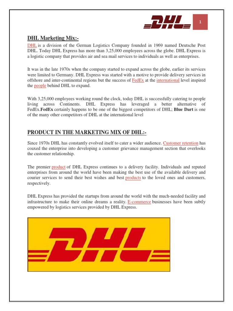 DHL Marketing Mix | PDF | United Parcel Service | Pricing