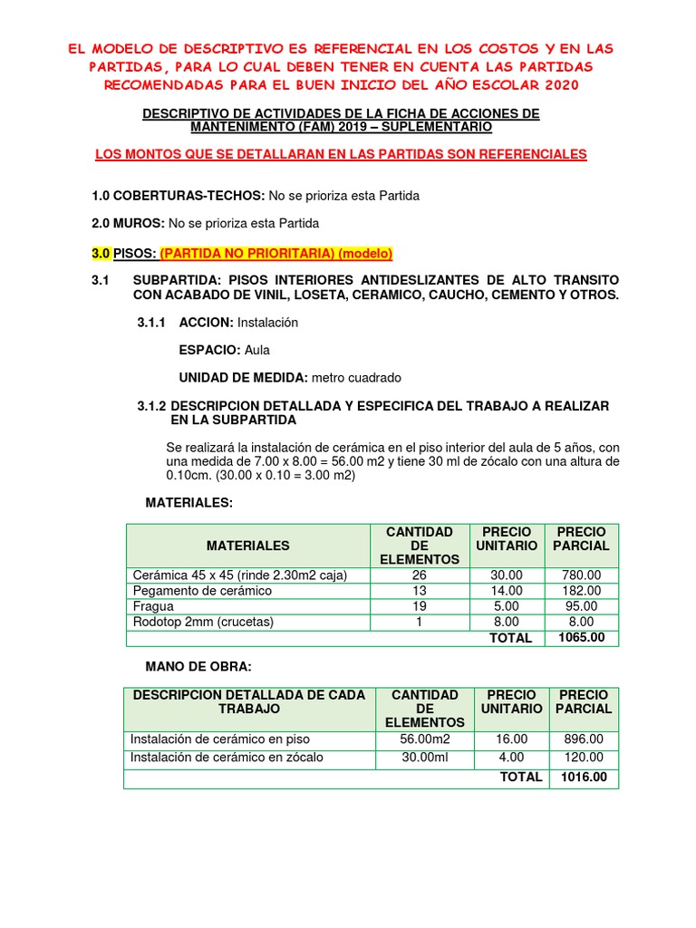 Modelo Ejemplo de Descriptivo 2020 | PDF | Materiales | Naturaleza
