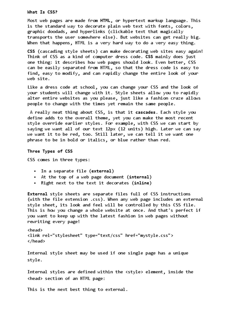 CSS Notes | PDF | Sunset | Cascading Style Sheets