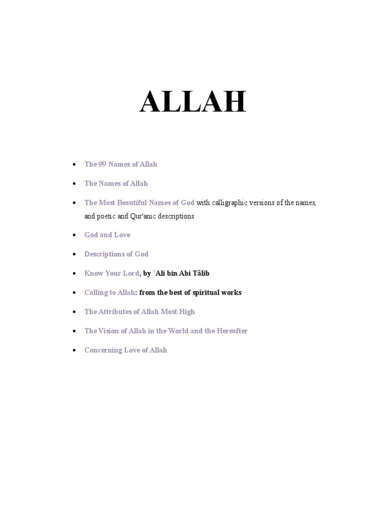 99 Perfect Names and Attributes of Allah | PDF | Salvation | Quran