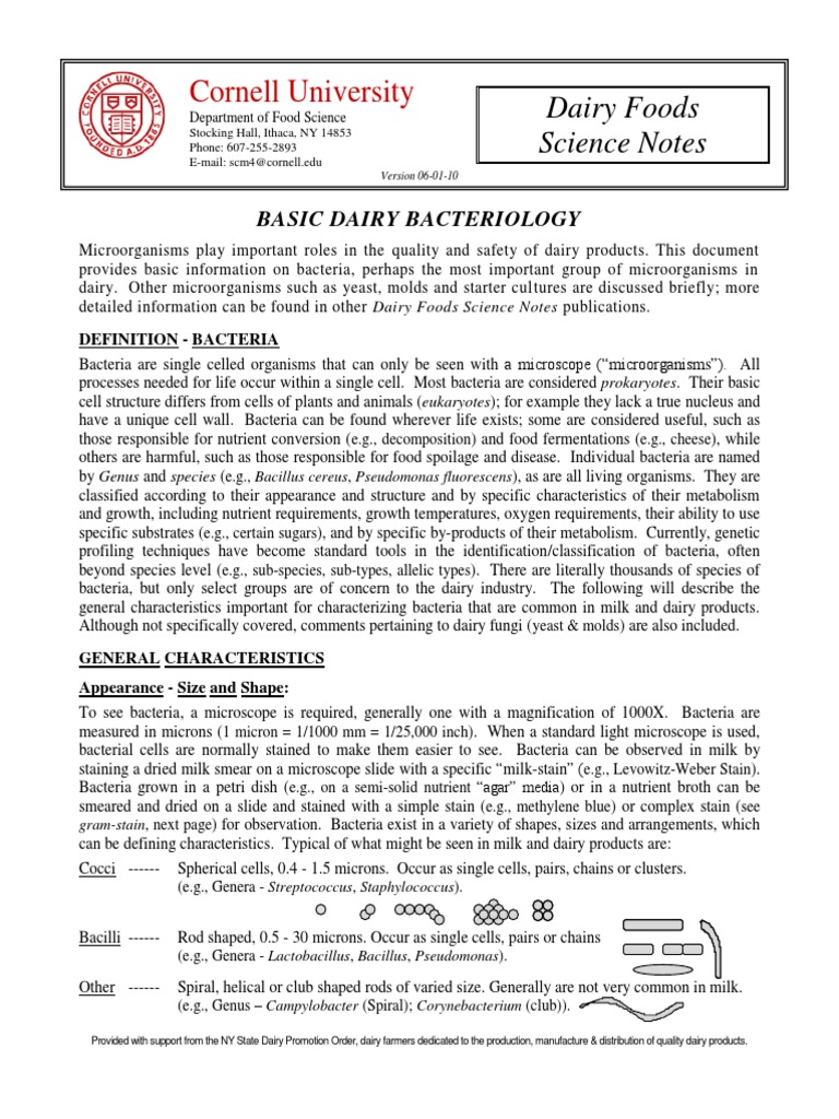 Basic Dairy Bacteriology Overview | PDF | Bacteria | Ph