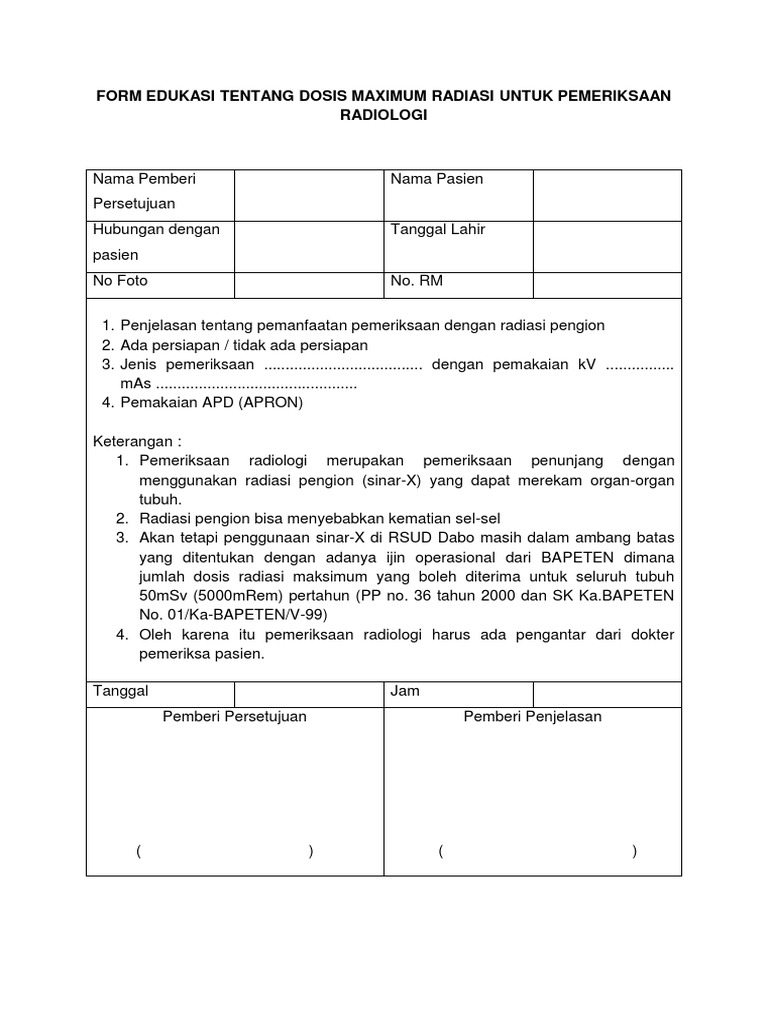 Ap 6.3.1 Ep 3 Form Edukasi Tentang Dosis Maximum Radiasi Untuk ...