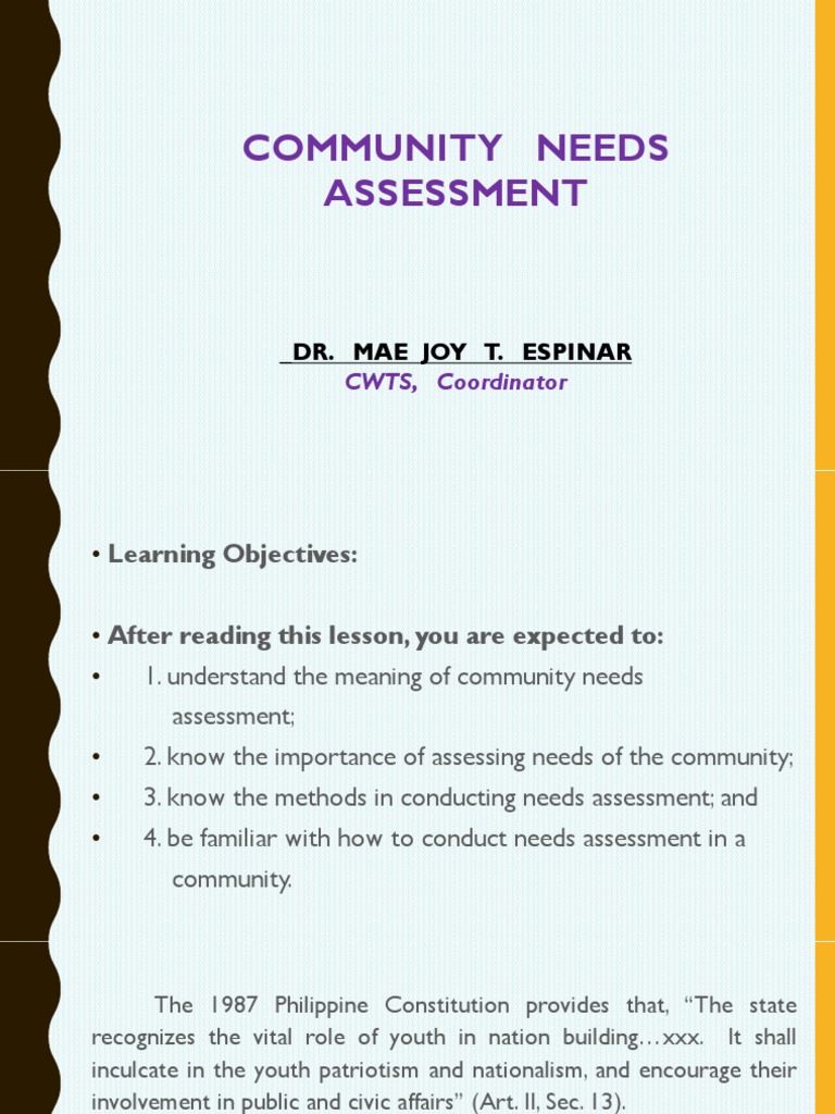 Community Needs Assessment | PDF | Needs Assessment | Community