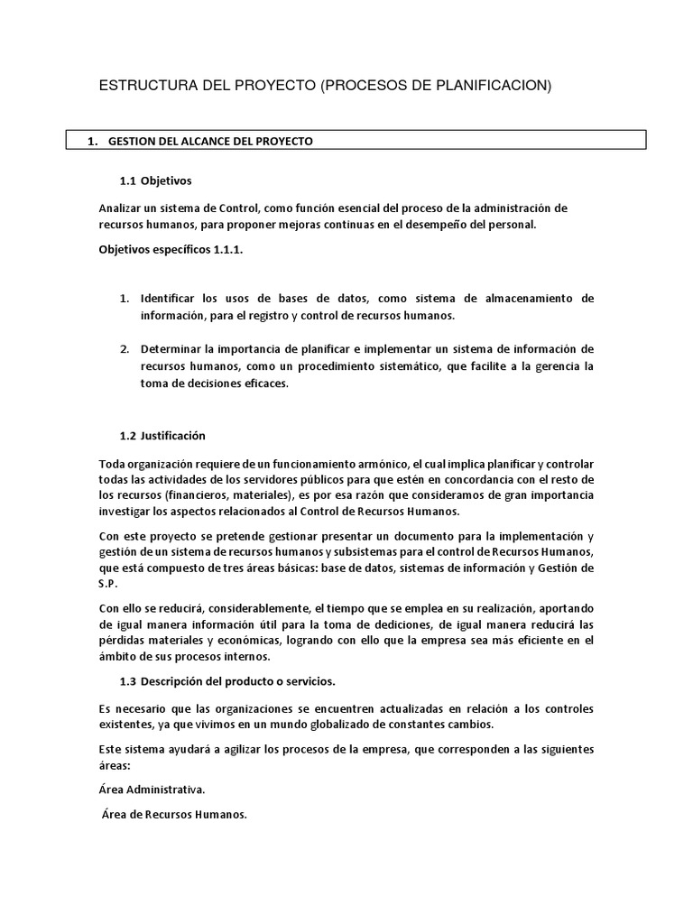 Estructura Del Proyecto | PDF | Gestión de recursos humanos | Planificación