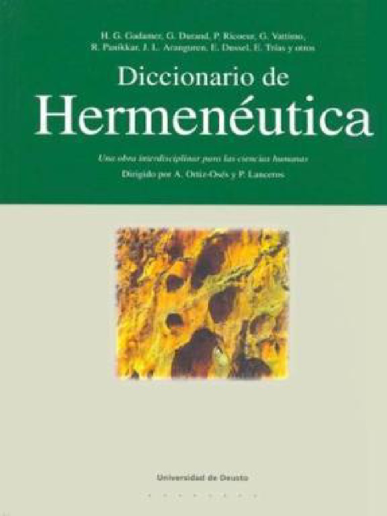 Diccionario de Hermeneutica PDF | PDF | Hermenéutica | Retórica