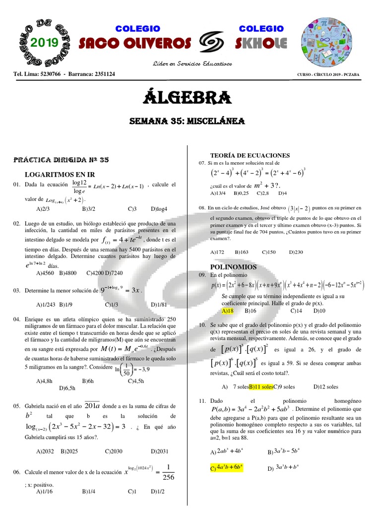 Miscelanea 1 Circulo Algebra | PDF | Álgebra abstracta | Álgebra